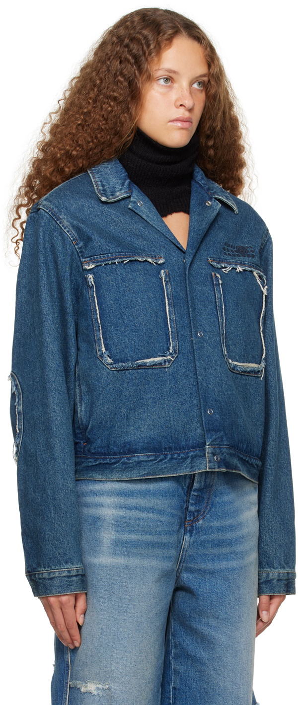 MM6 Maison Margiela Blue Distressed Denim Jacket MM6 Maison Margiela