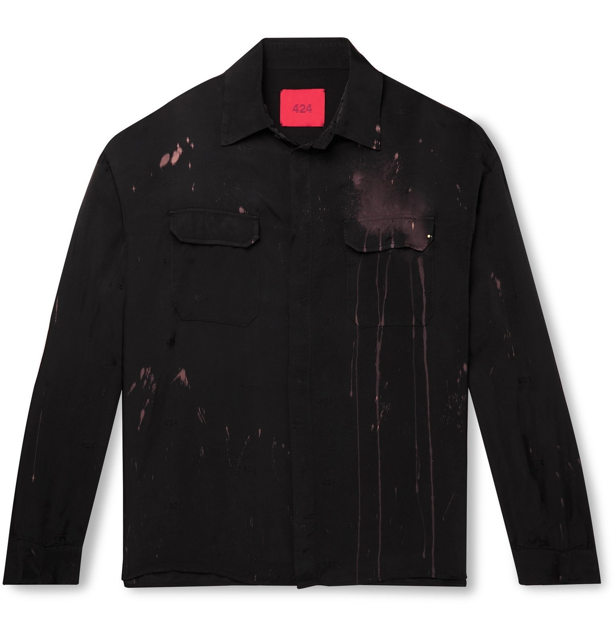 424 - Printed Satin-Twill Shirt - Black 424