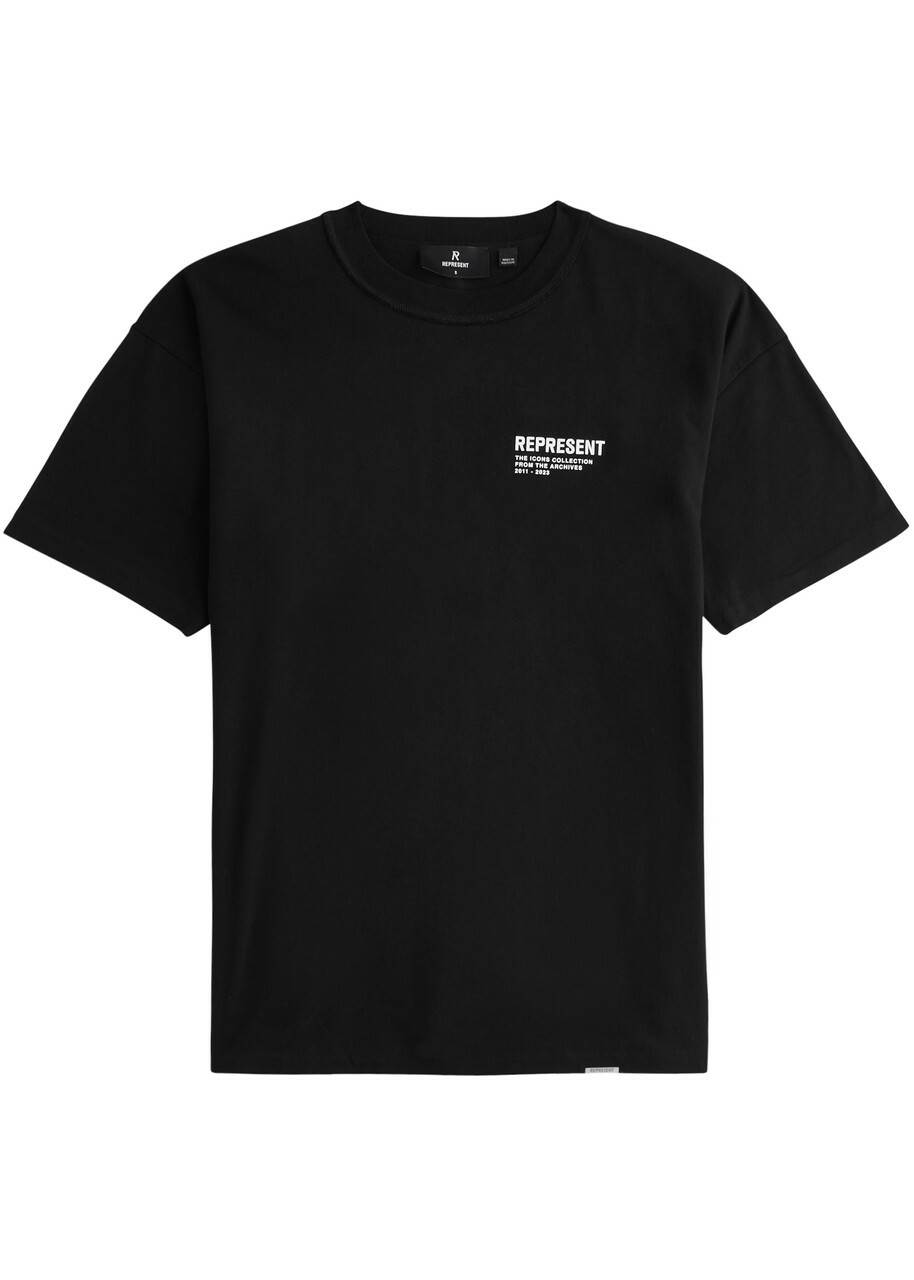 Represent Icons Printed Cotton T-shirt Black Represent