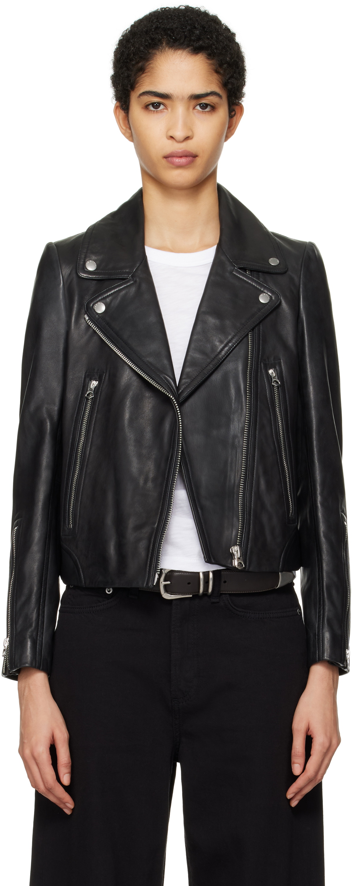 rag & bone Black Mack Leather Moto Jacket Rag and Bone