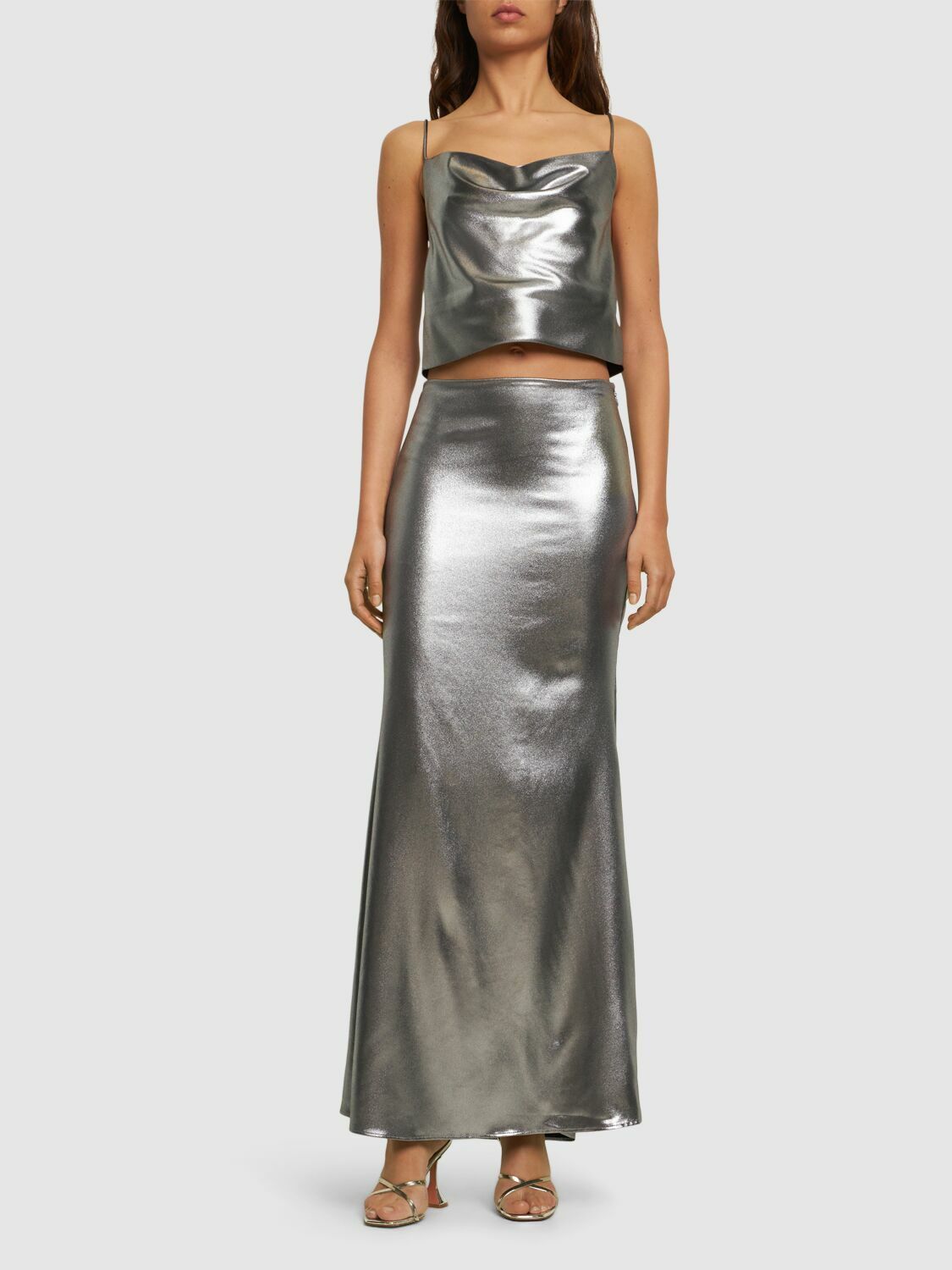 ROTATE - Metallic Draped Crop Top ROTATE Birger Christensen