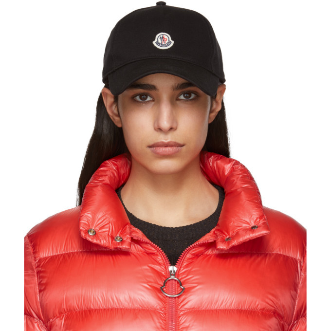 Moncler Black Cotton Logo Cap Moncler