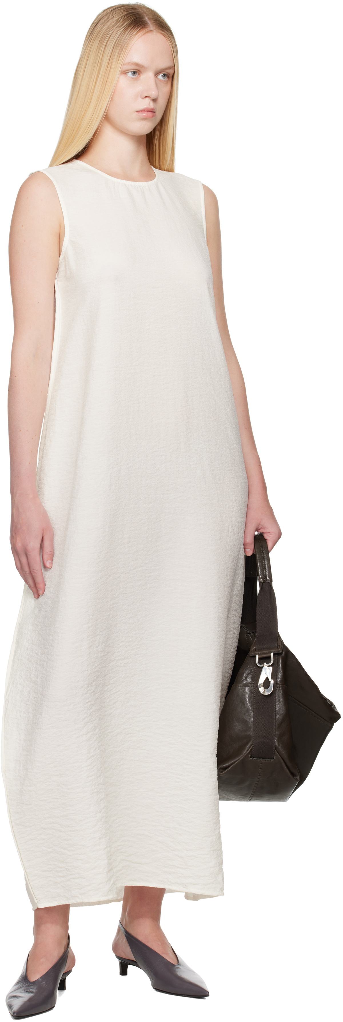 Róhe Off-White Hammered Silk Shaped Maxi Dress Róhe