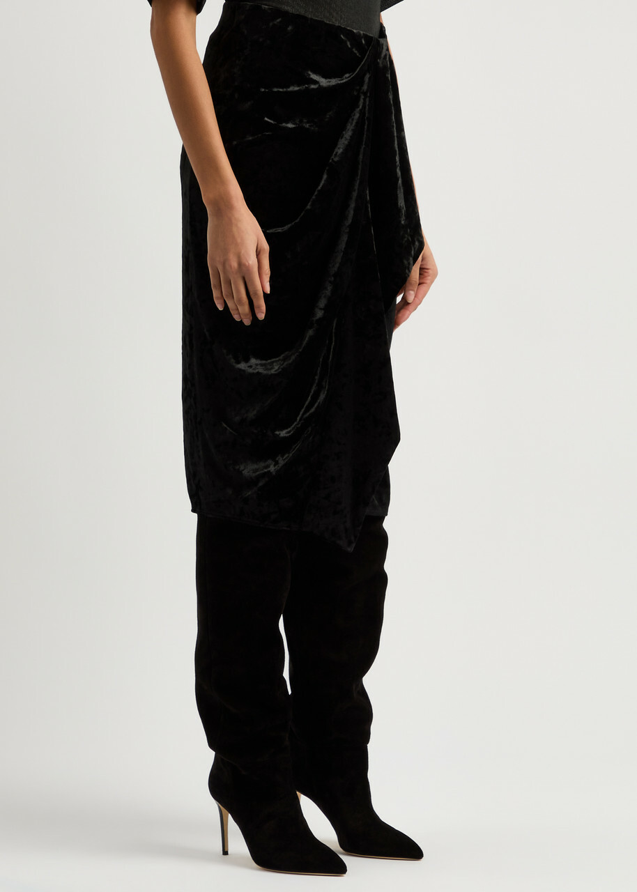 Isabel Marant étoile Alyssa Draped Velvet Midi Skirt Black Isabel ...