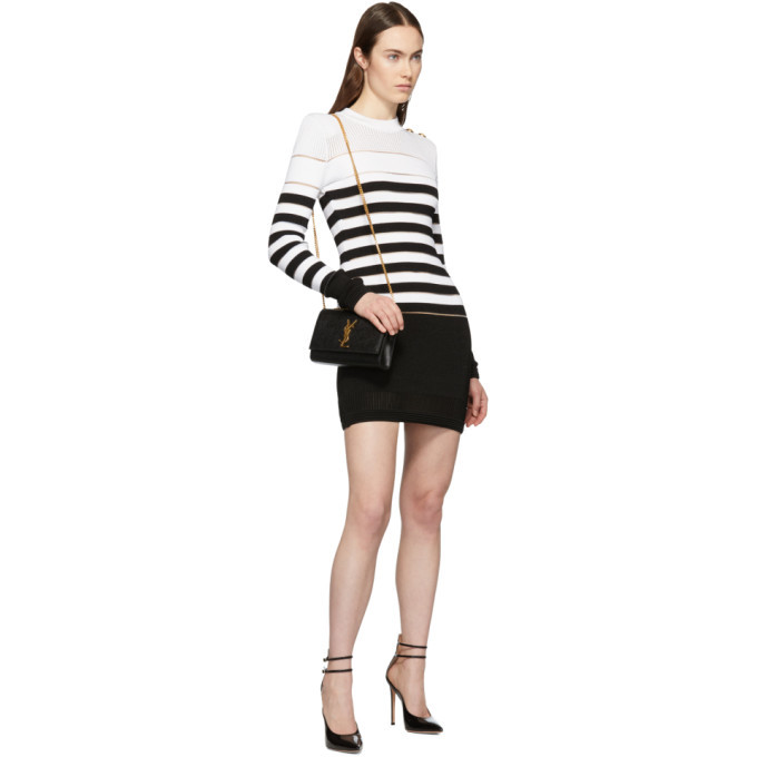 Balmain Black and White Transparent Stripe Three-Button Dress Balmain