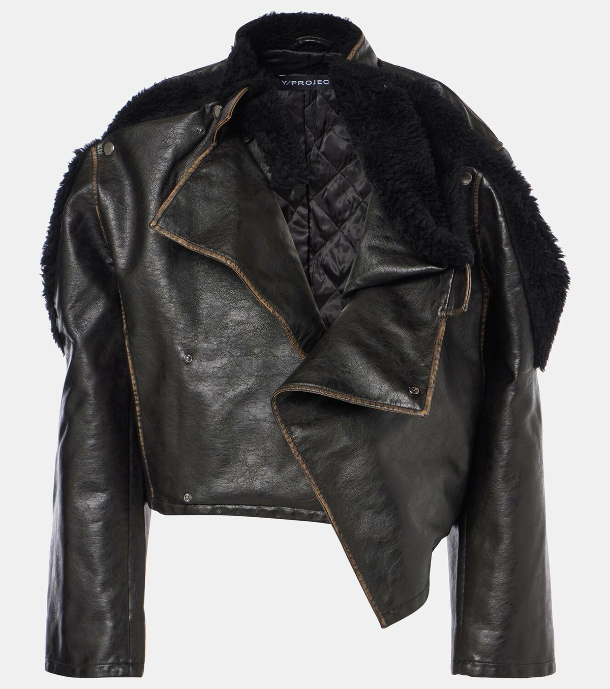 Y/Project Paneled cropped faux leather jacket Y/Project