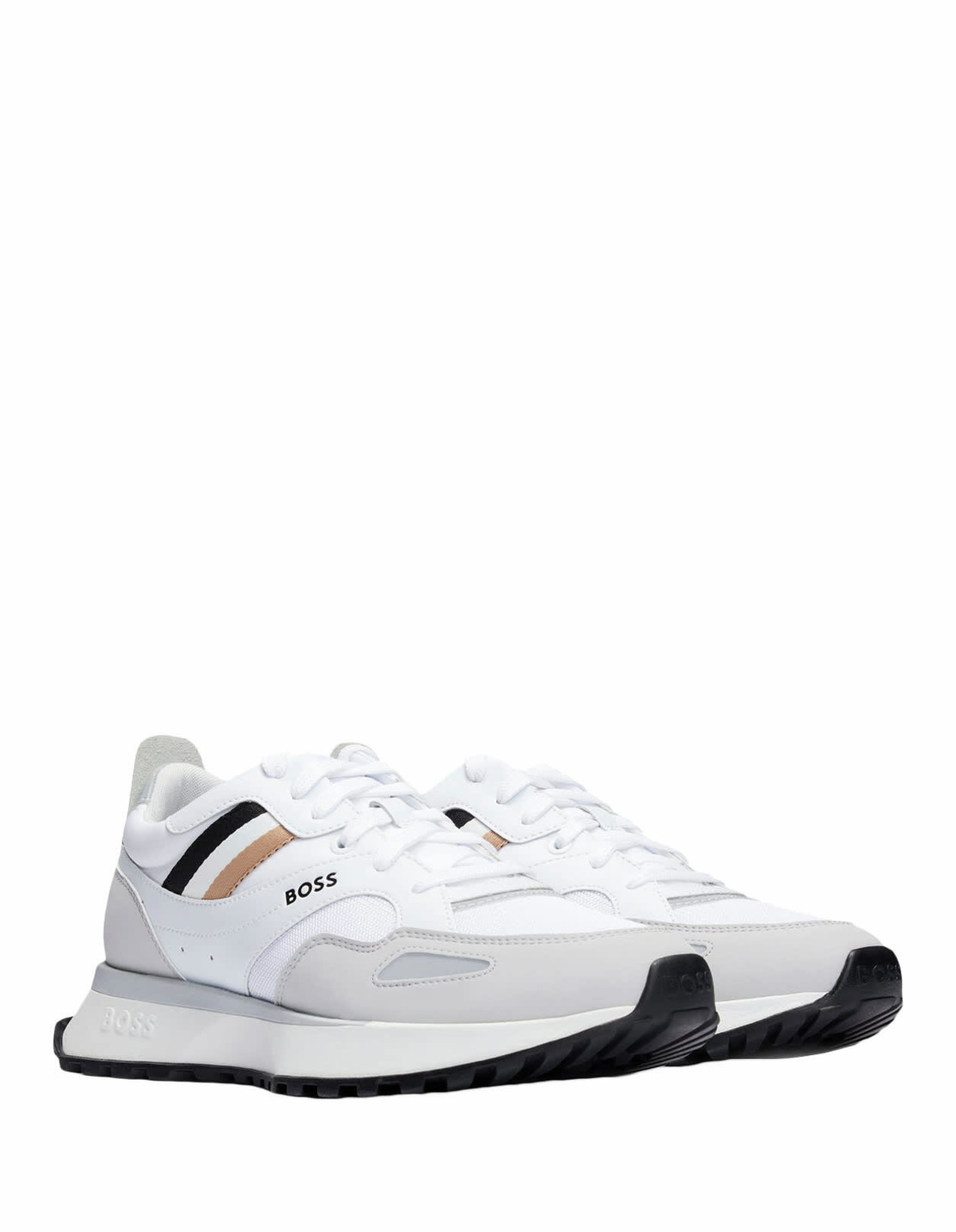 Hugo Boss White Runner Style Hybrid Sneakers With Eva Rubber Sole Hugo Boss