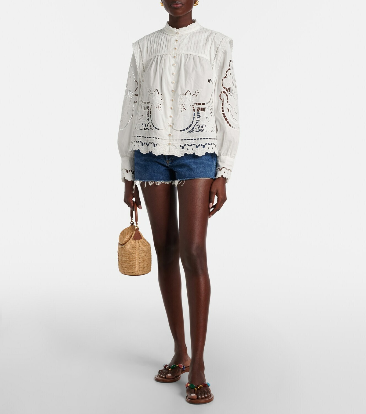 Farm Rio Embroidery cotton blouse Farm Rio