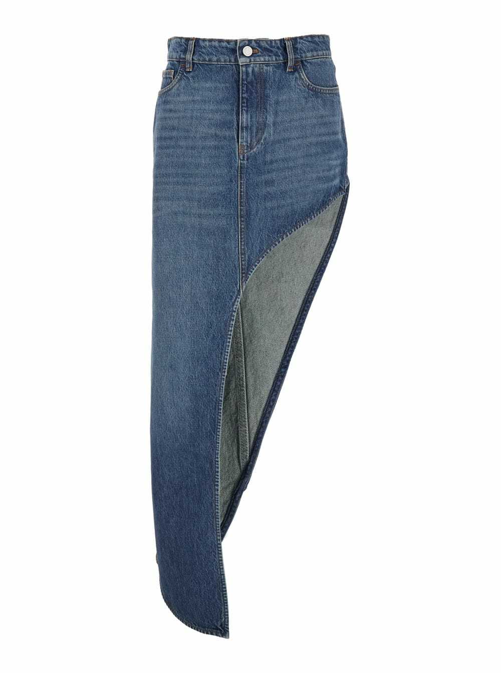 Coperni Blue Skirt With Logo Patch On The Rear And Diagonal One-leg Cut ...