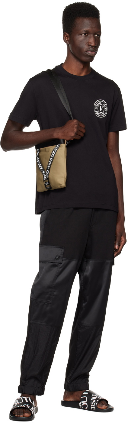 Versace Jeans Couture Black Embossed Pool Slides Versace