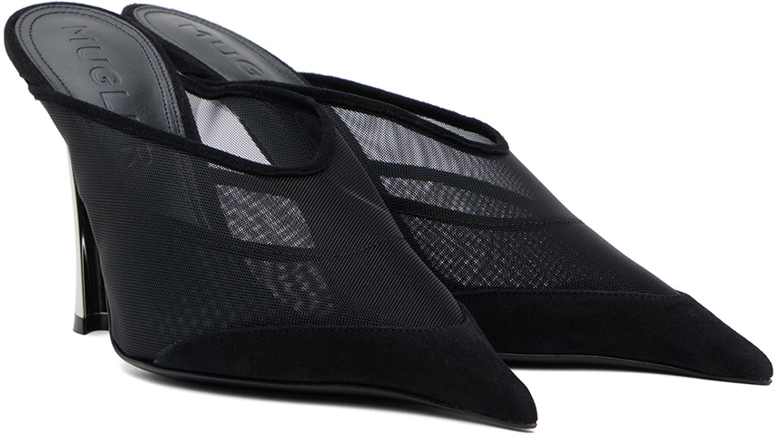 Mugler SSENSE Exclusive Black Mesh Fang 95 Heels Mugler
