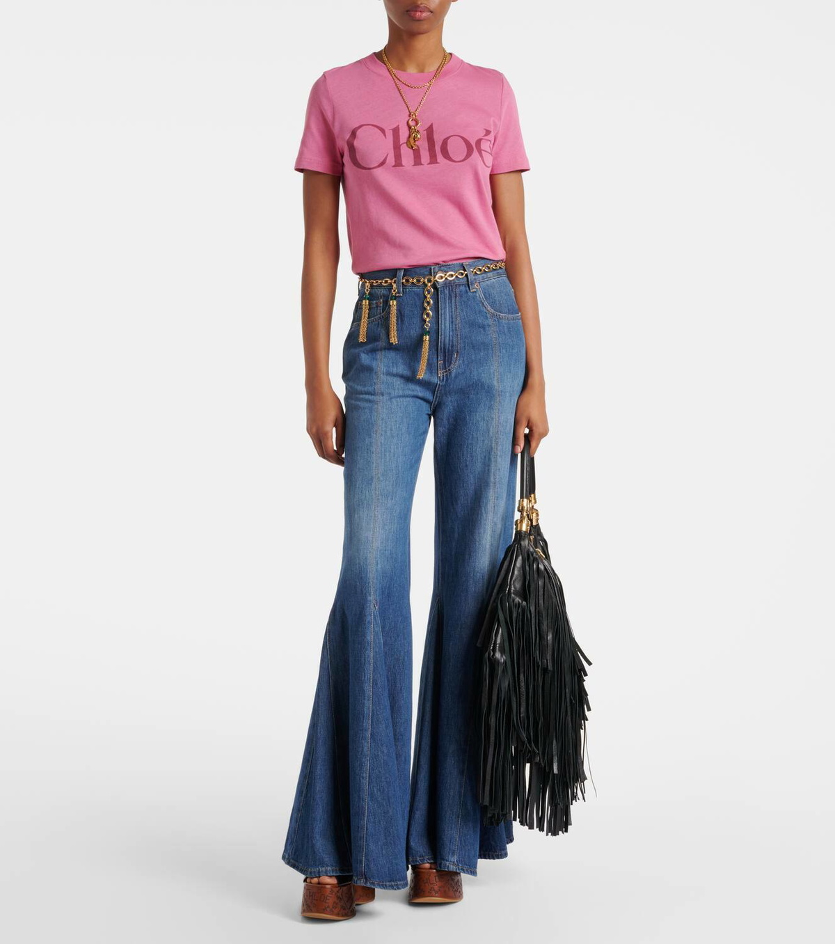 Chloé Foulard fringed leather shoulder bag Chloe