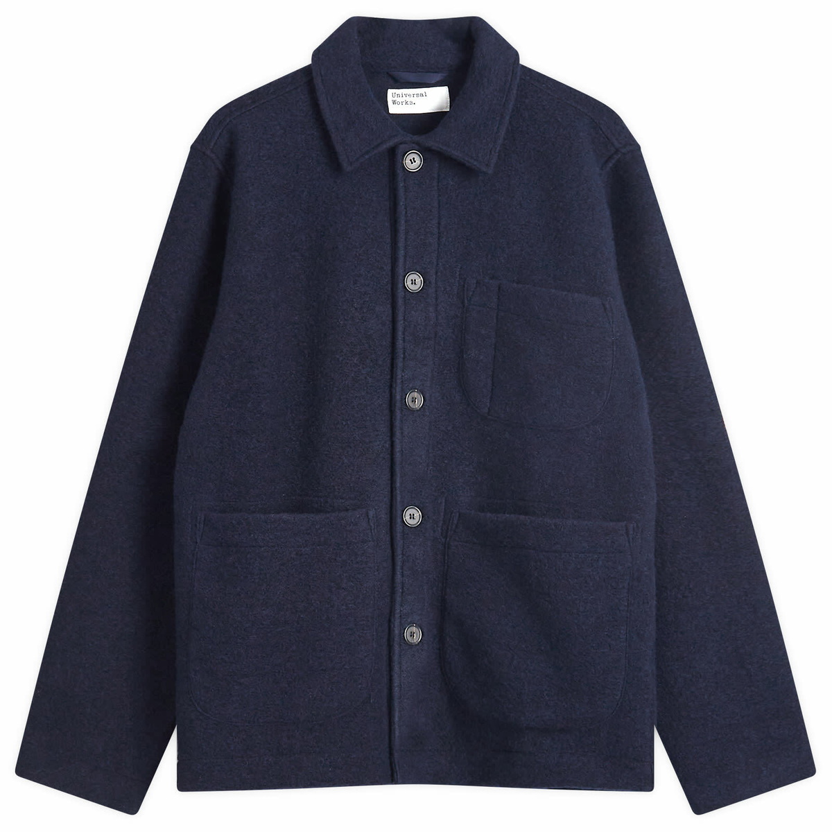 Universal Works Men's Wool Fleece Field Jacket in Navy Universal Works