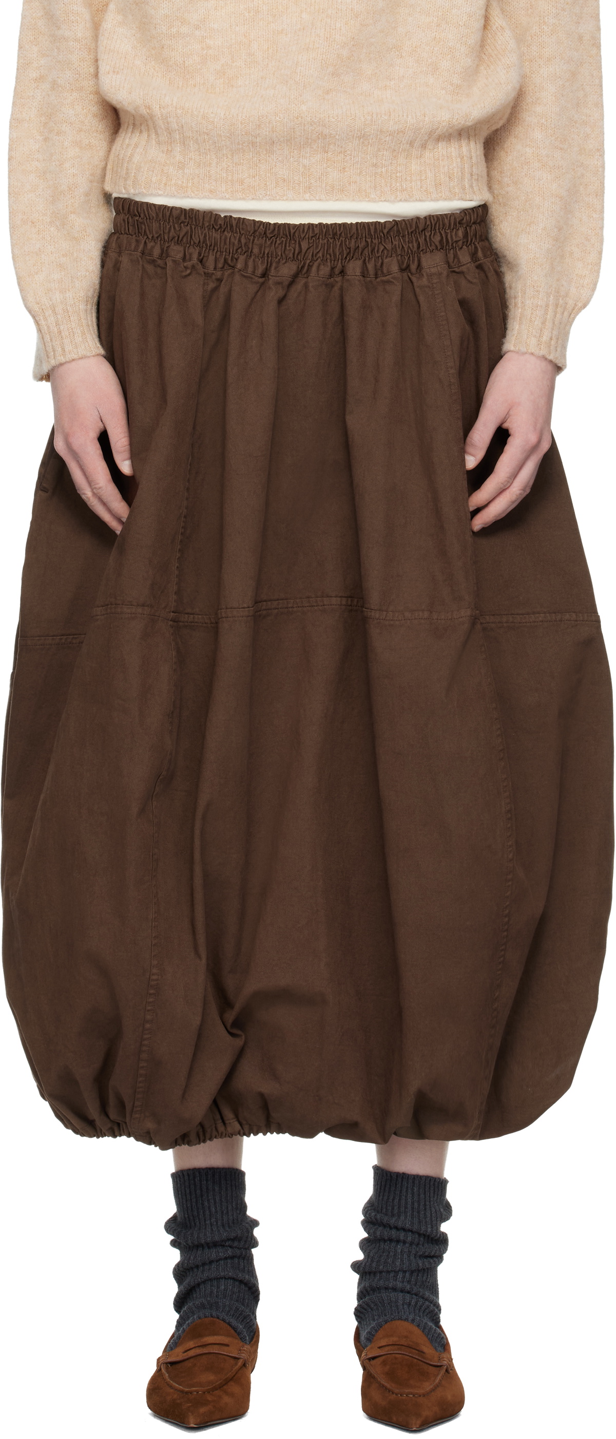 YMC Brown Parachute Maxi Skirt YMC
