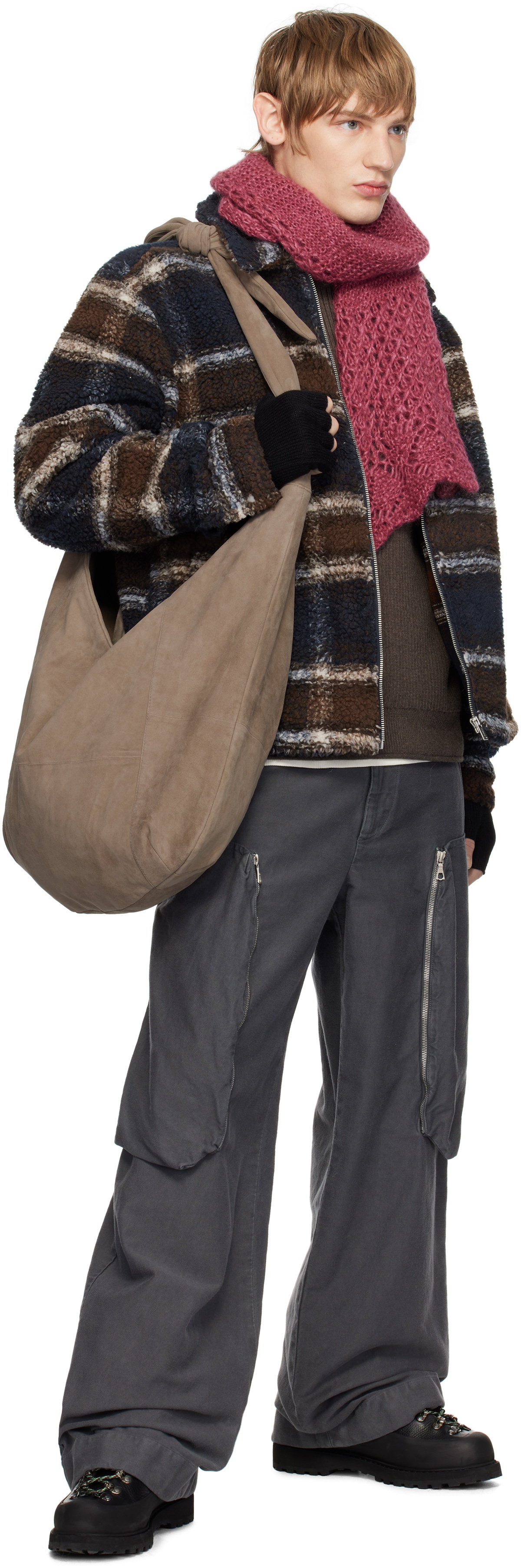 Holzweiler Brown Elix Check Fleece Jacket Holzweiler