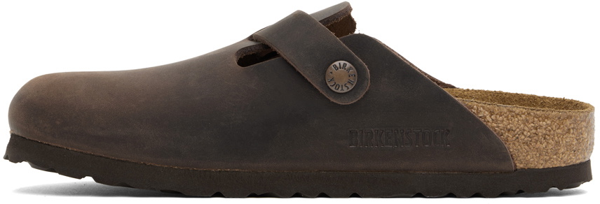 Birkenstock Brown Narrow Boston Oiled Leather Clogs Birkenstock