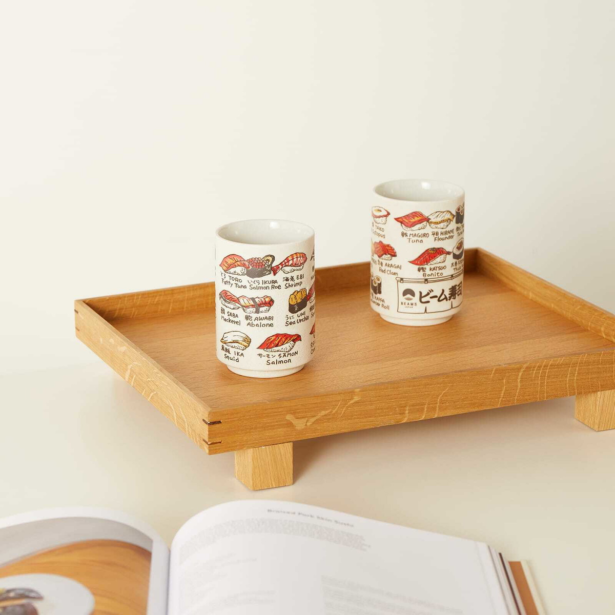 BEAMS JAPAN Men's Fish Ceramic Cup - Set of 2 in White BEAMS JAPAN