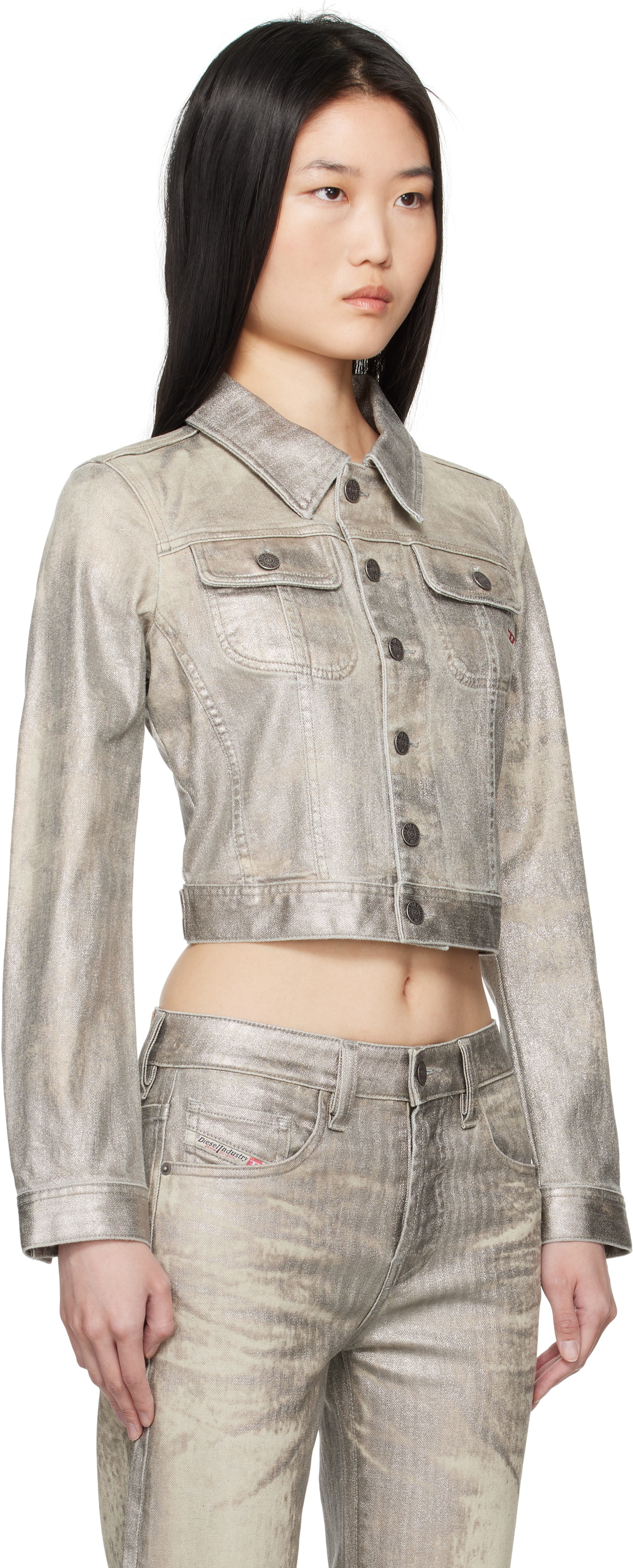Diesel Silver De-Slimmy-S1 Denim Jacket Diesel