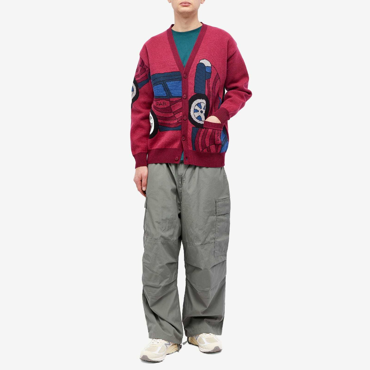 By Parra Men's No Parking Knit Cardigan in Beet Red By Parra