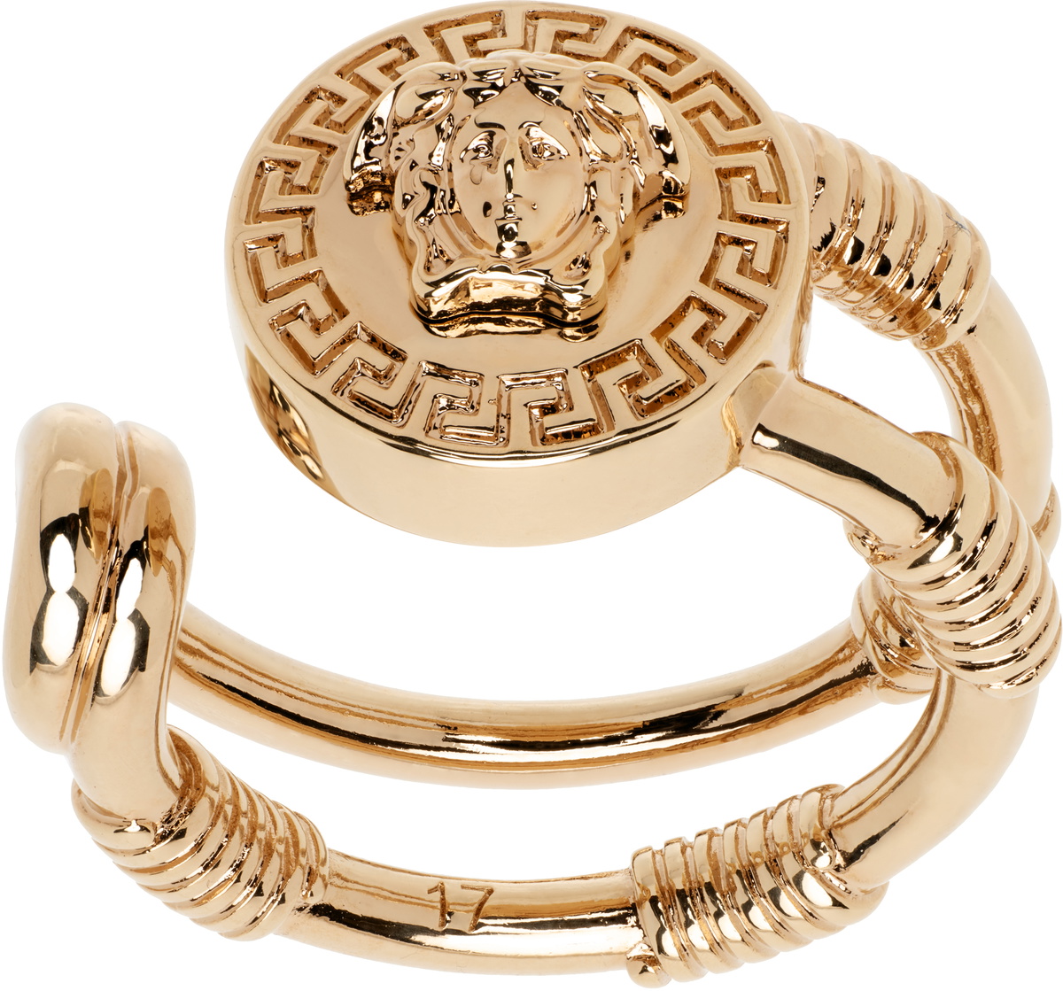 Versace Gold Safety Pin Ring Versace