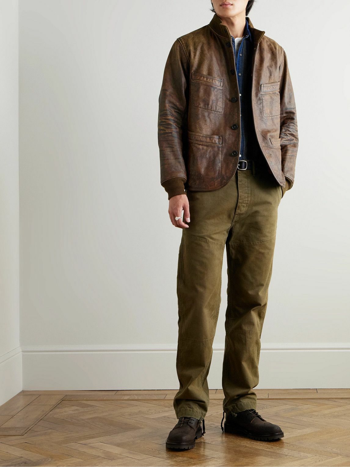 RRL - Parkhurst Distressed Leather Jacket - Brown RRL