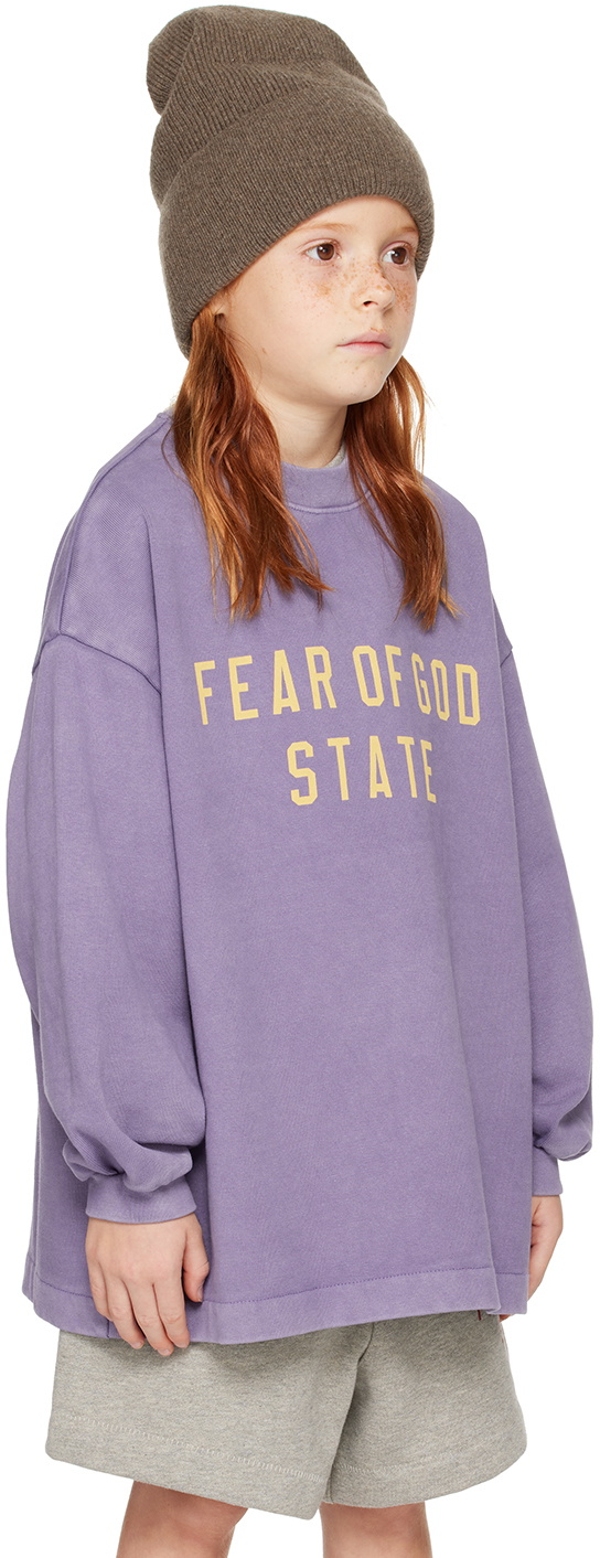Fear of God ESSENTIALS Kids Purple Heavy Long Sleeve T-shirt Fear Of ...