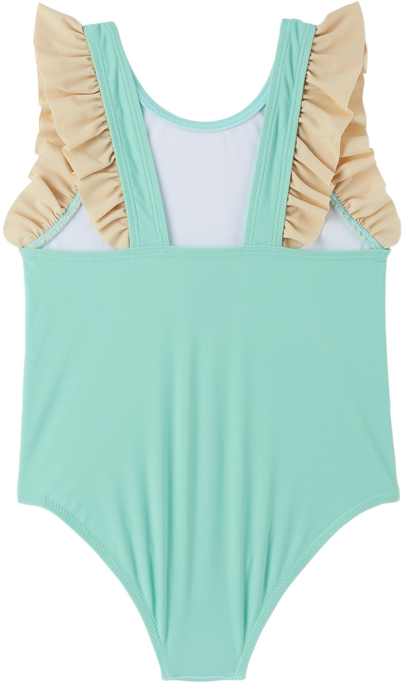 Coco Village Kids Blue Ruffled One-Piece Swimsuit