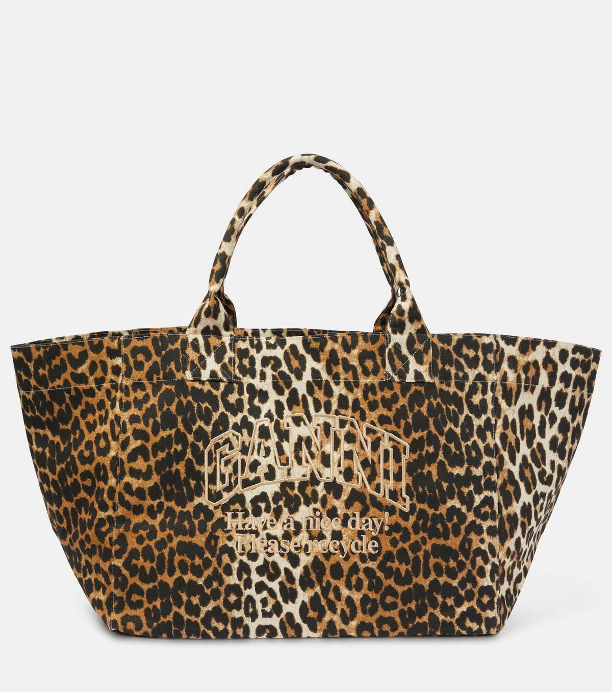 Ganni Leopard-print canvas tote bag GANNI