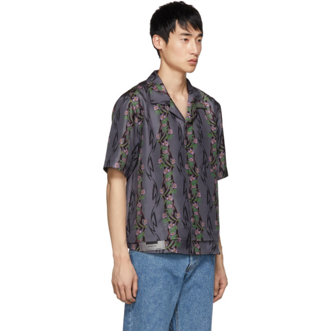 Keenkee Purple Silk Print Shirt Keenkee