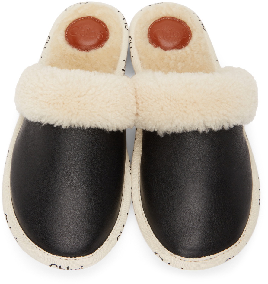 Chloé SSENSE Exclusive Black Shearling Loafers Chloe