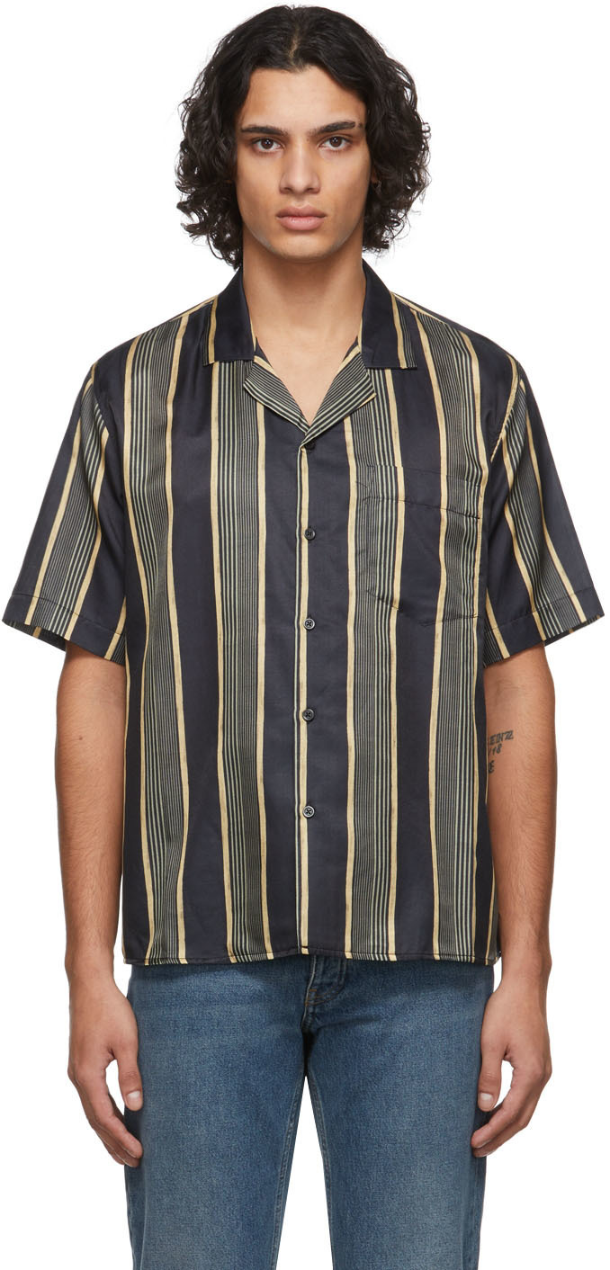 COMMAS Black Stripe Camp Shirt Commas