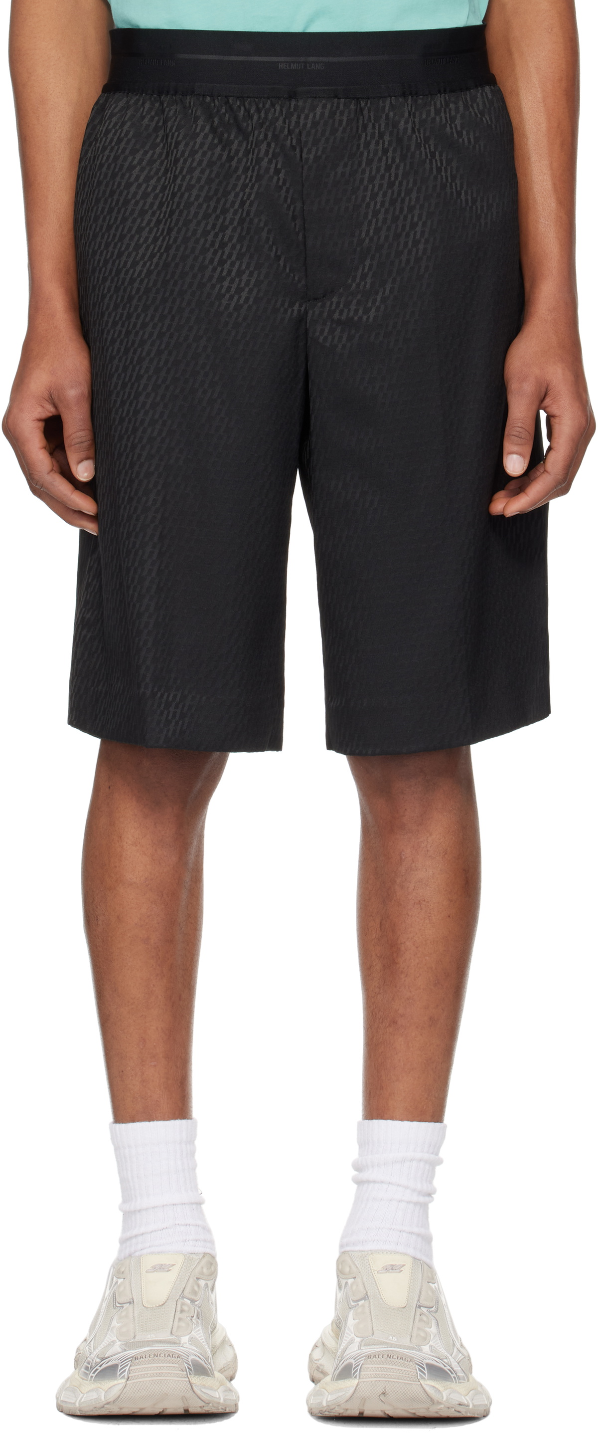 Helmut Lang Black Jacquard Car Shorts Helmut Lang