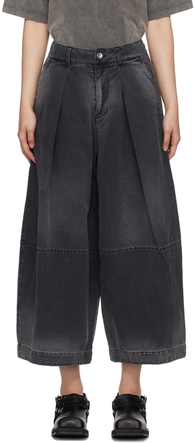 YMC Black Wide-Leg Deadbeat Trousers YMC