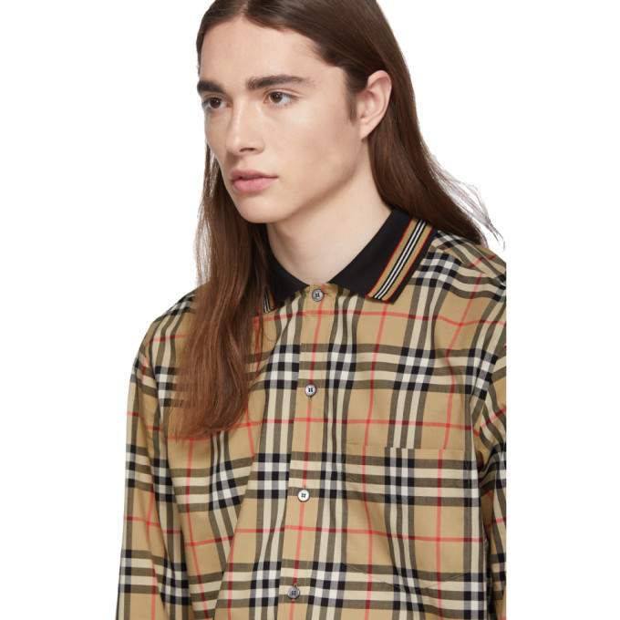 Burberry Beige Archive Check Slim Shirt Burberry