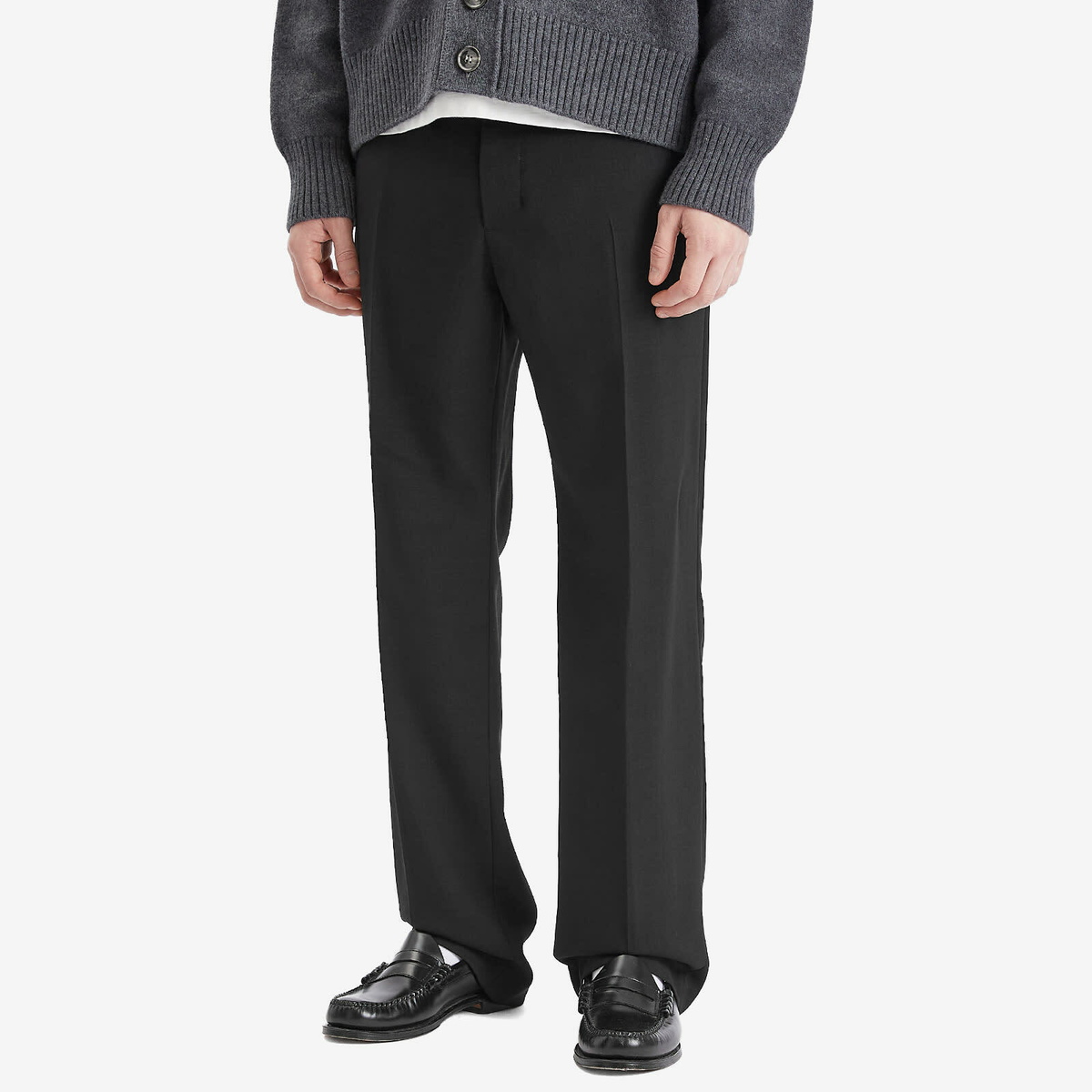 AMI Paris Men's Straight Fit Trousers in Black AMI