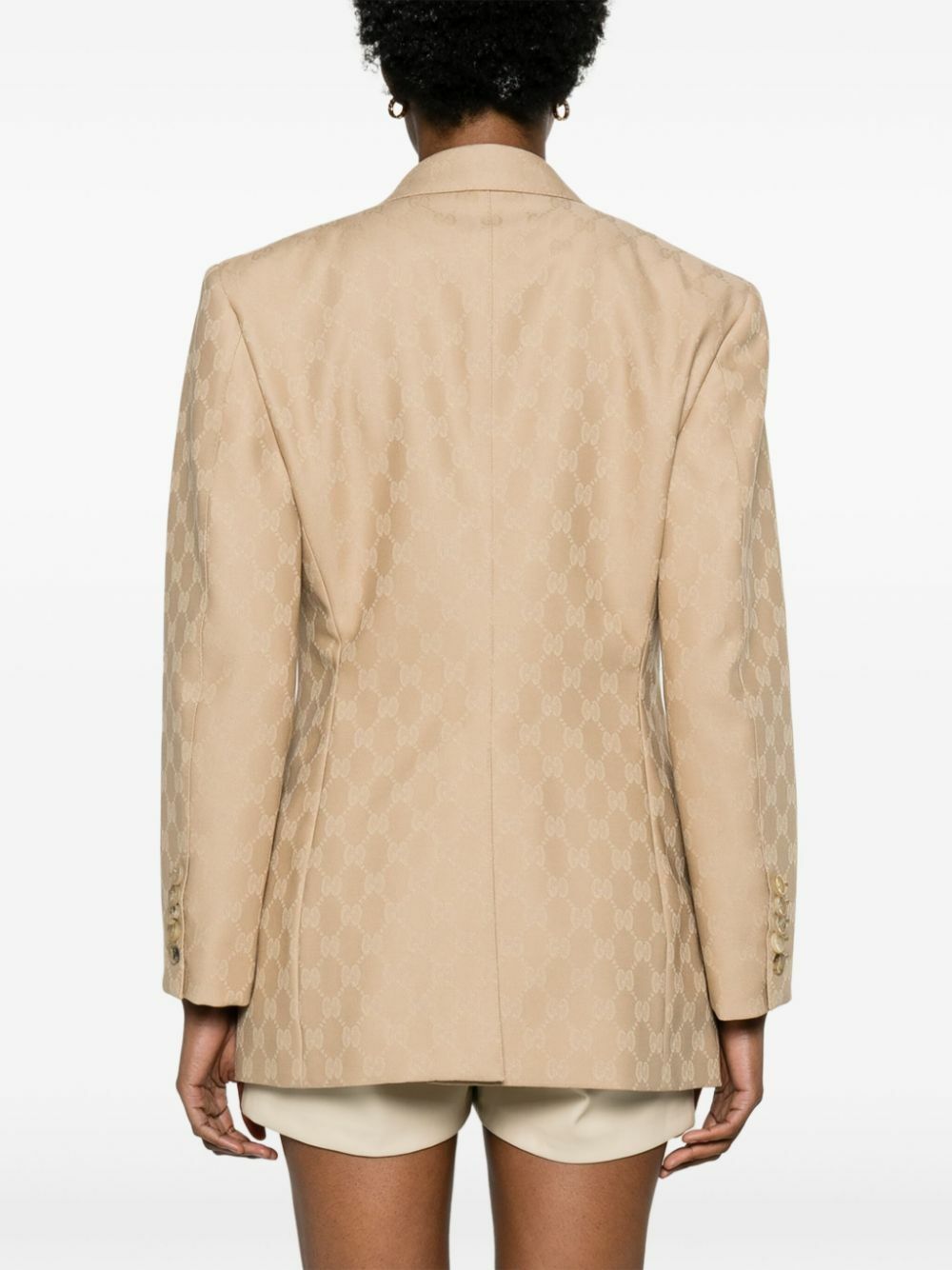 Gucci Neutral Wool GG Blazer Gucci