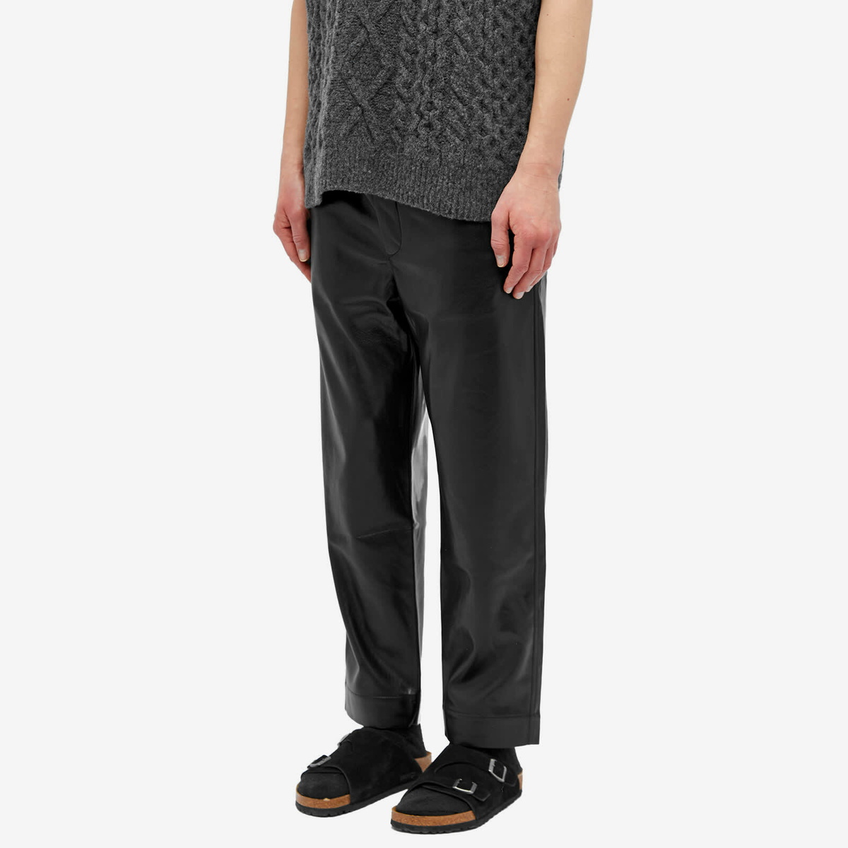 Nanushka Men's Vegan Leather Drawstring Pants in Black Nanushka