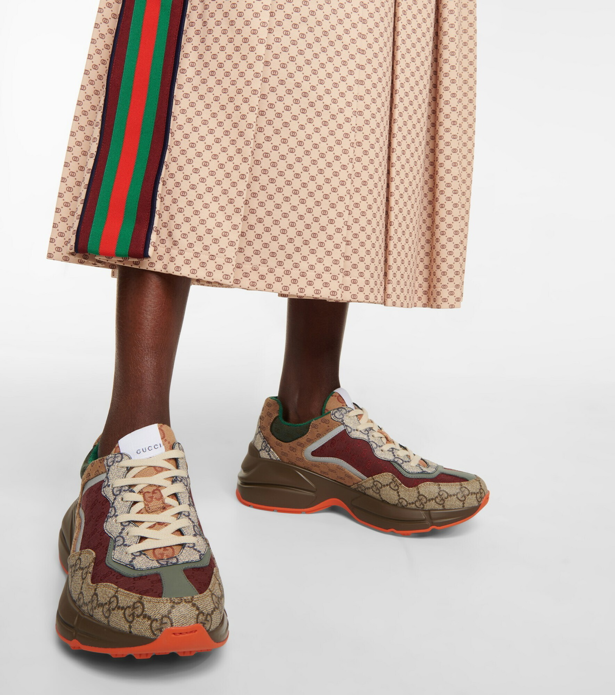 Gucci - GG Rhyton leather-trimmed sneakers Gucci