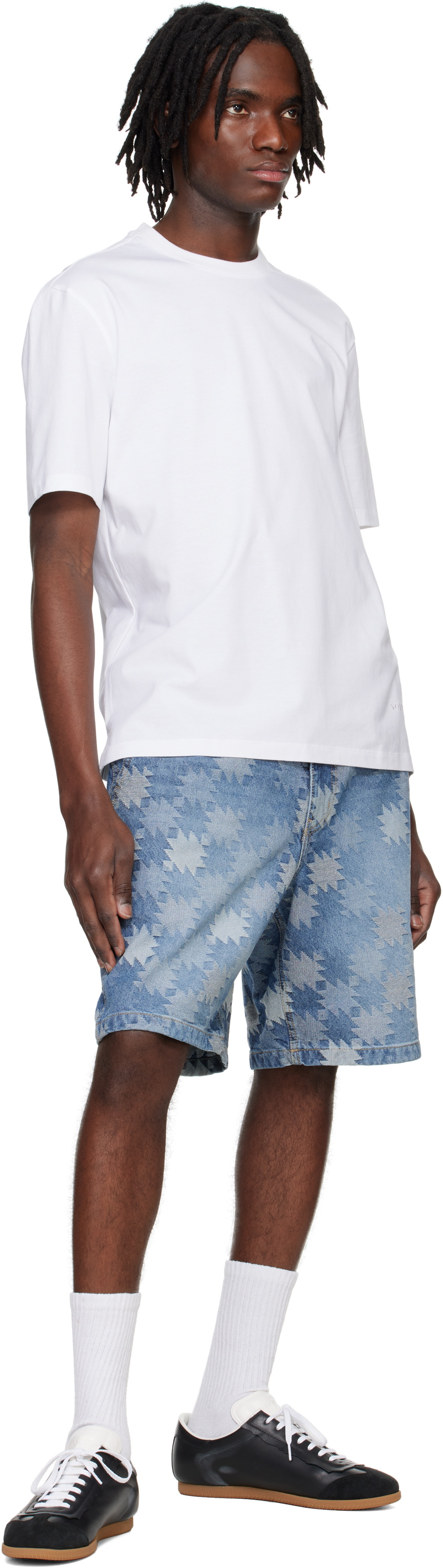 Solid Homme White Embroidered Logo T-shirt Solid Homme