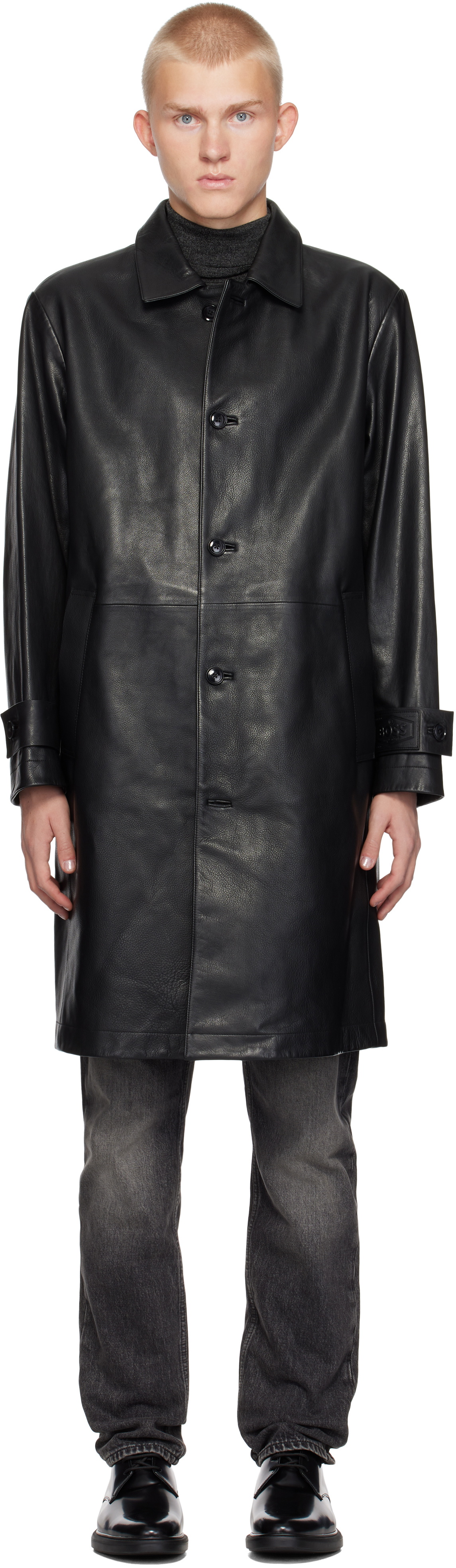 BOSS Black Regular-Fit Leather Coat BOSS