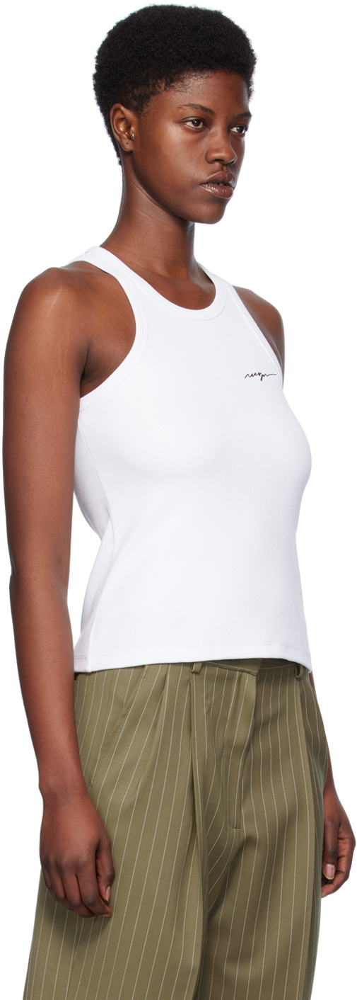 MSGM White Embroidered Tank Top MSGM
