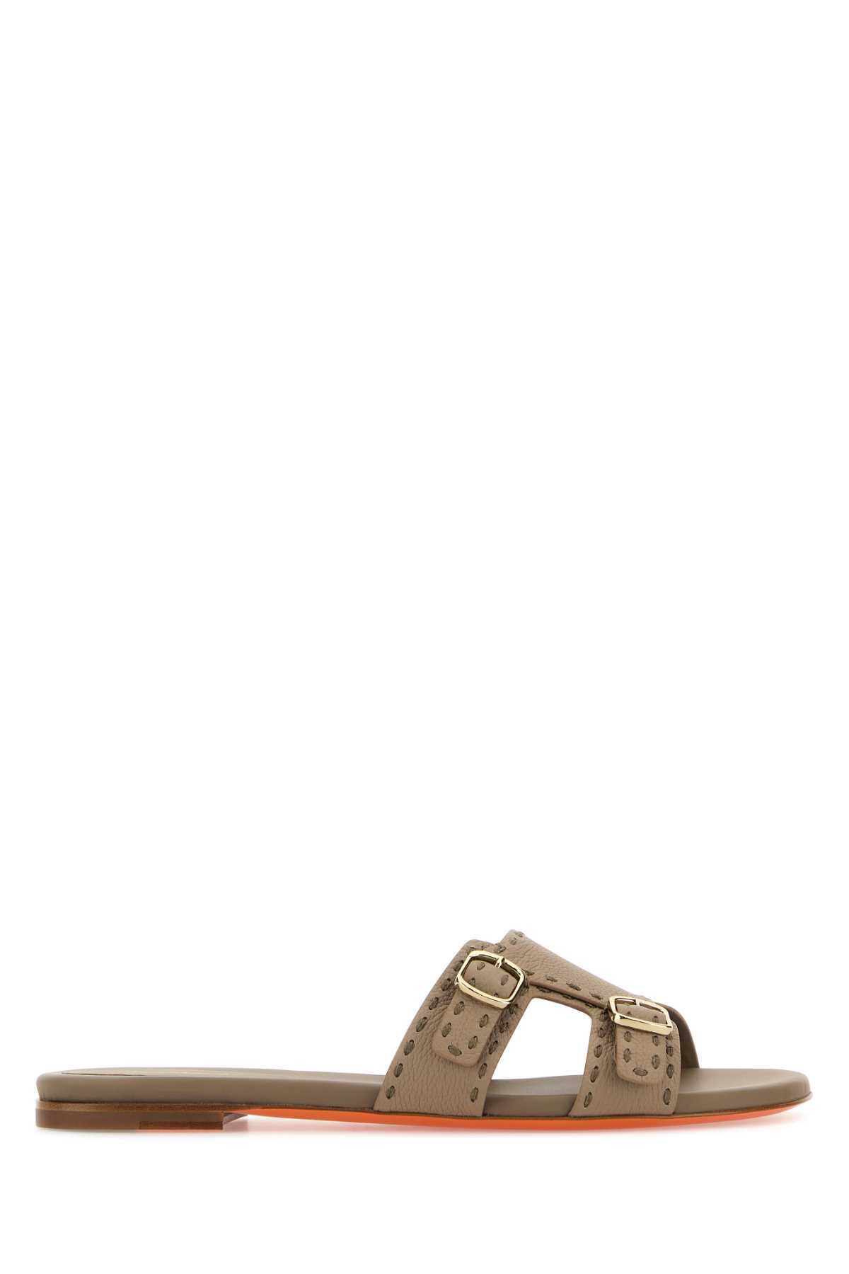Santoni Cappuccino Leather Didi Slippers Santoni