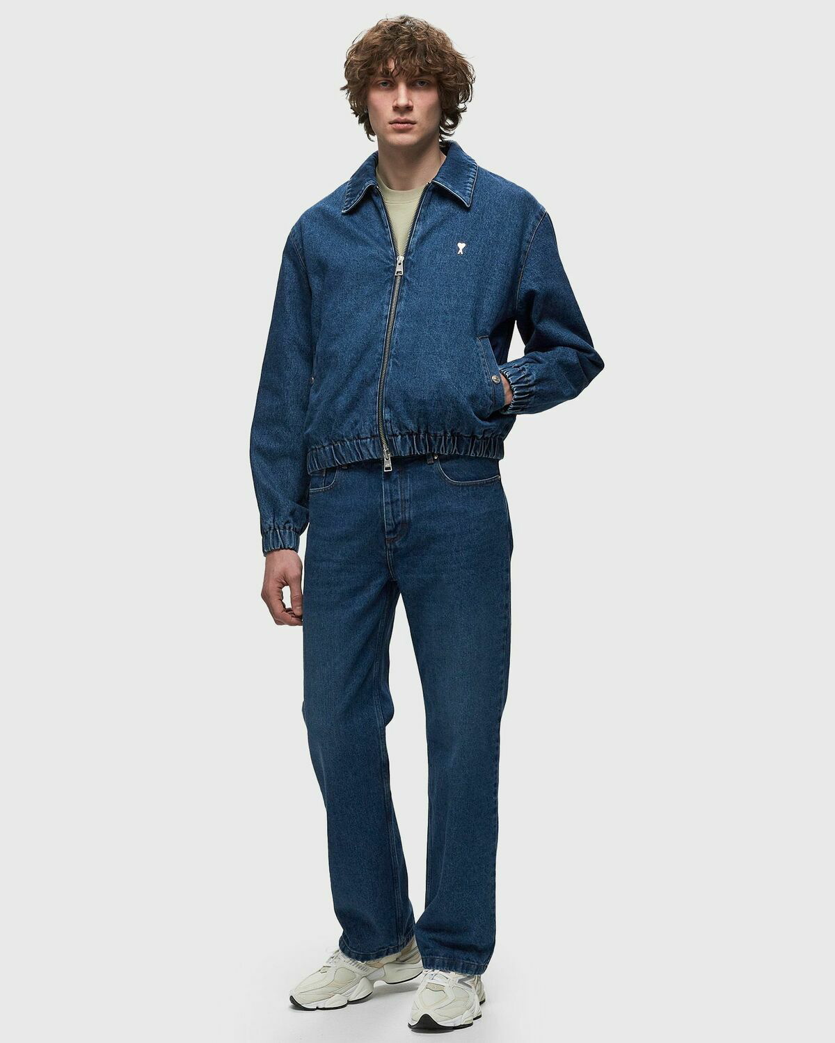 Ami Paris Adc Zipped Jacket Blue Bomber Jackets AMI