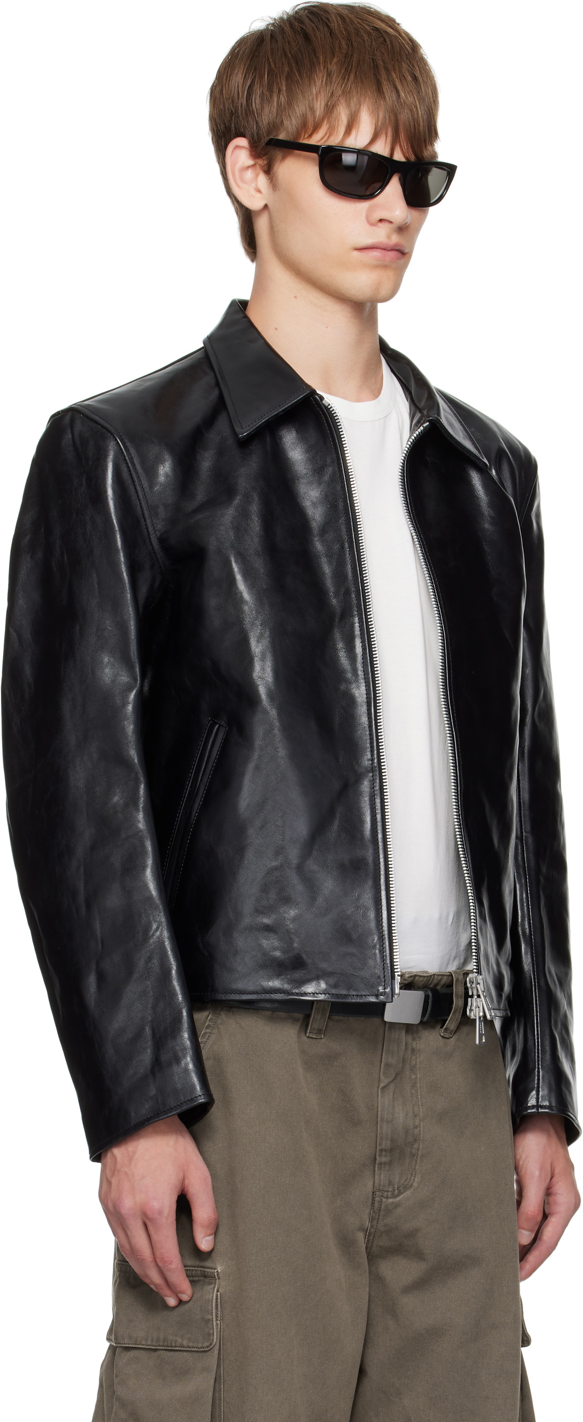 OUR LEGACY Black Mini Leather Jacket Our Legacy