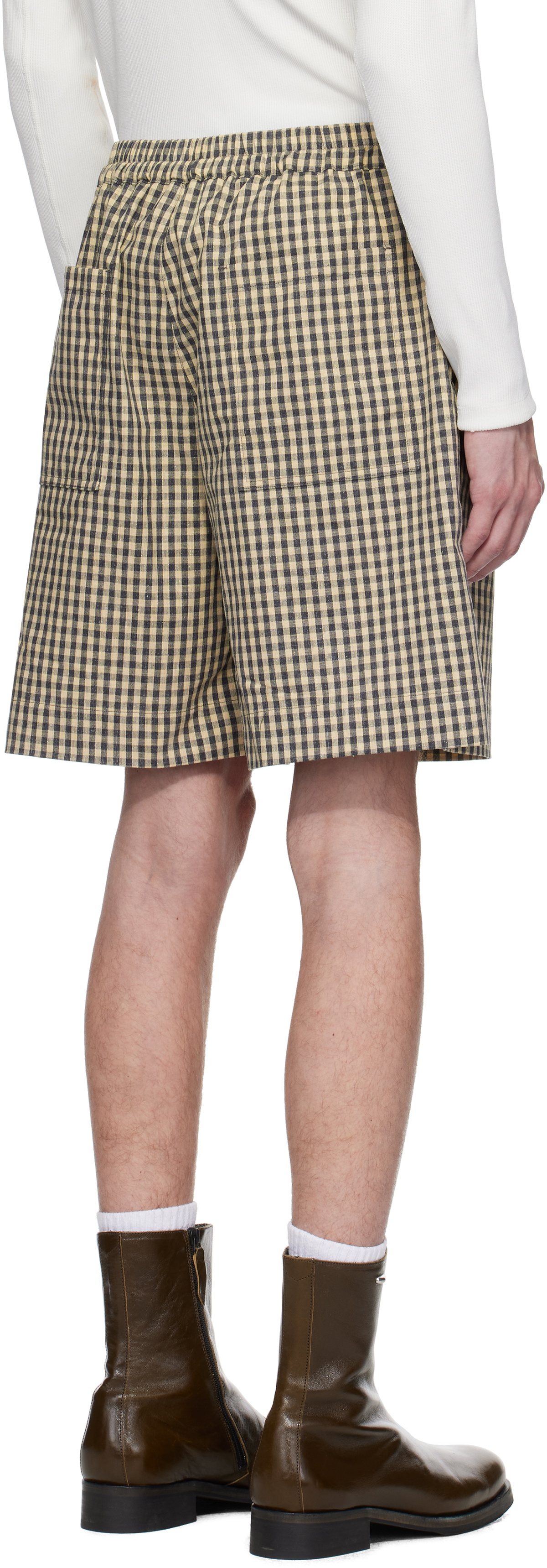 Karmuel Young Black & Yellow Check Square Shorts Karmuel Young