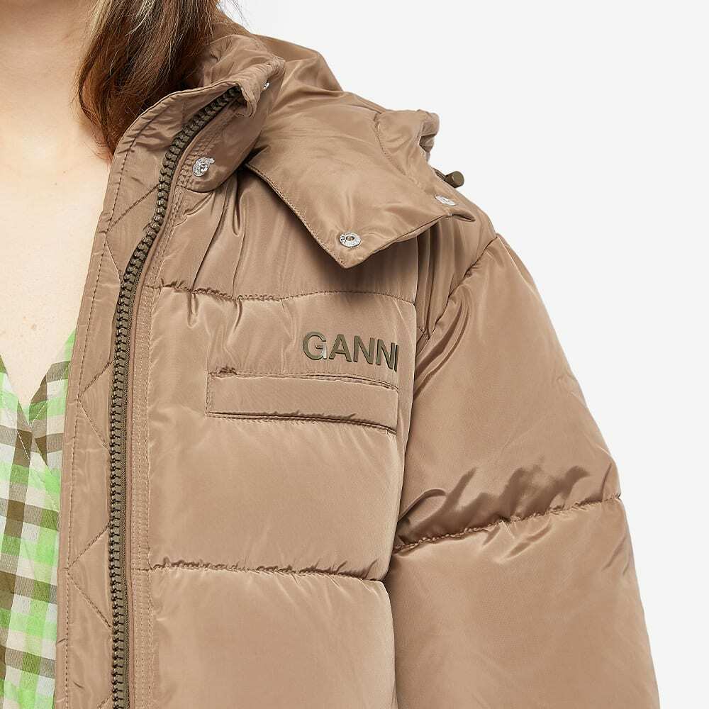 GANNI Women's Tech Puffer Midi Jacket in Fossil GANNI