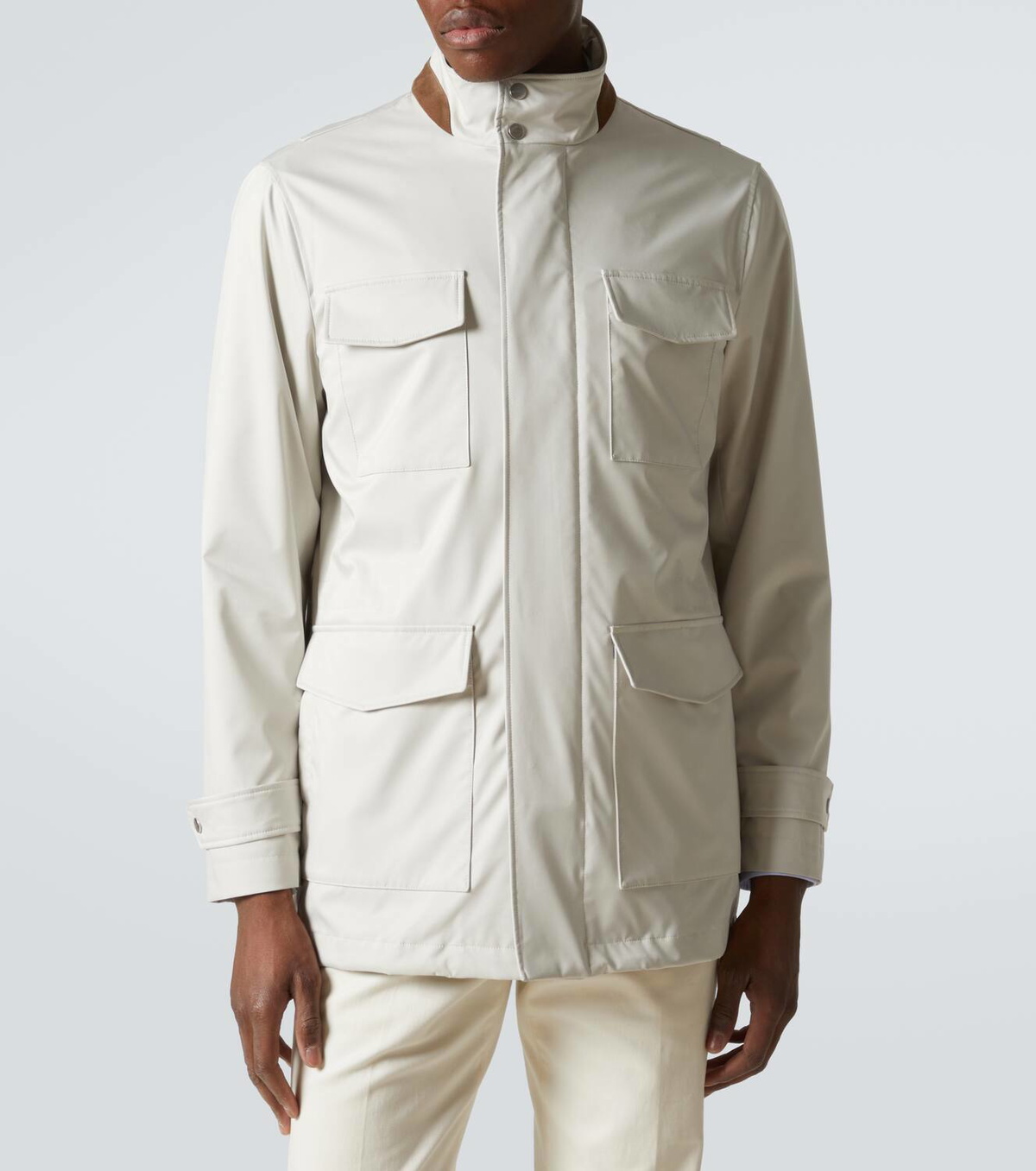 Kiton Leather-trimmed field jacket Kiton