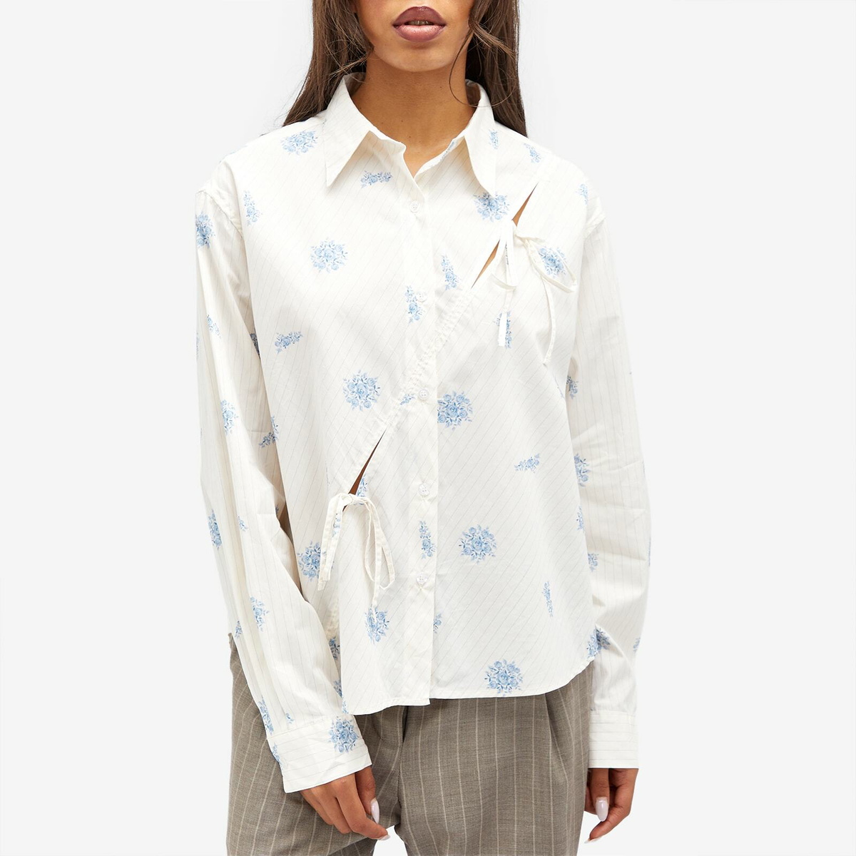 Deiji Studios Women's Twin Bow Shirt in Sea Flower Deiji Studios