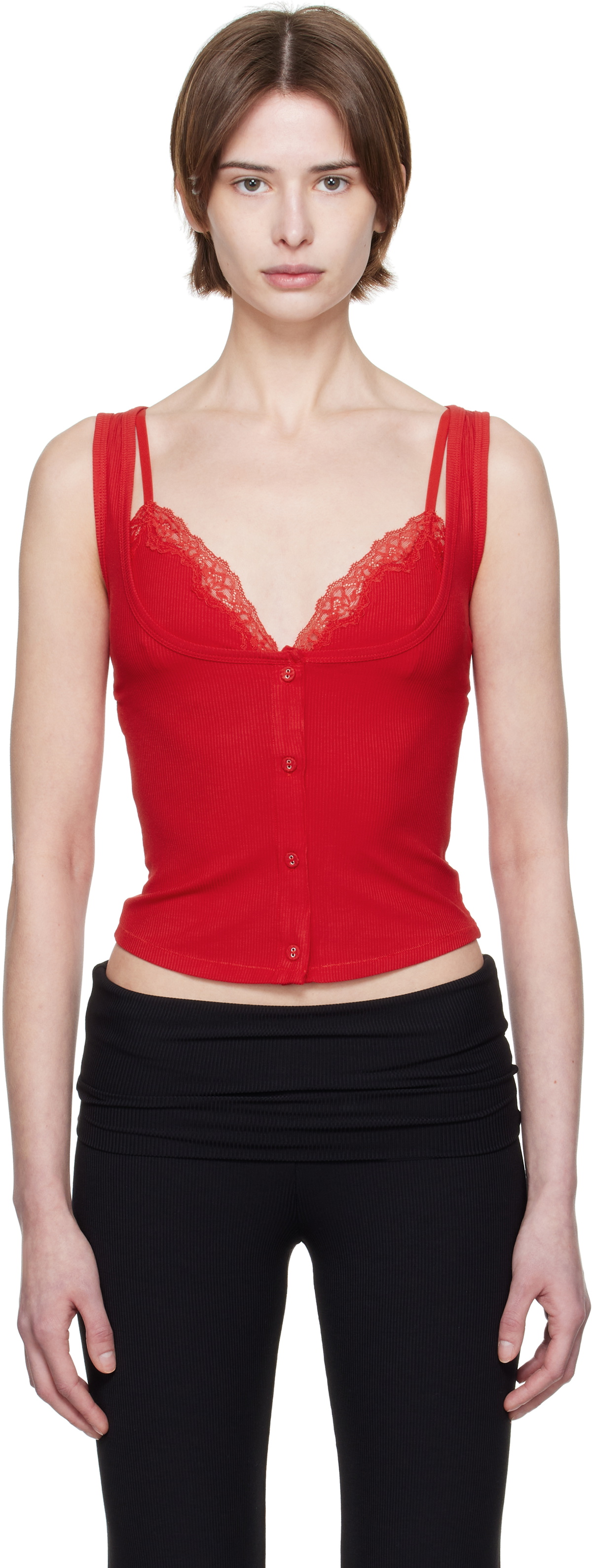 SKIMS Red Soft Lounge Lace Tank Top SKIMS