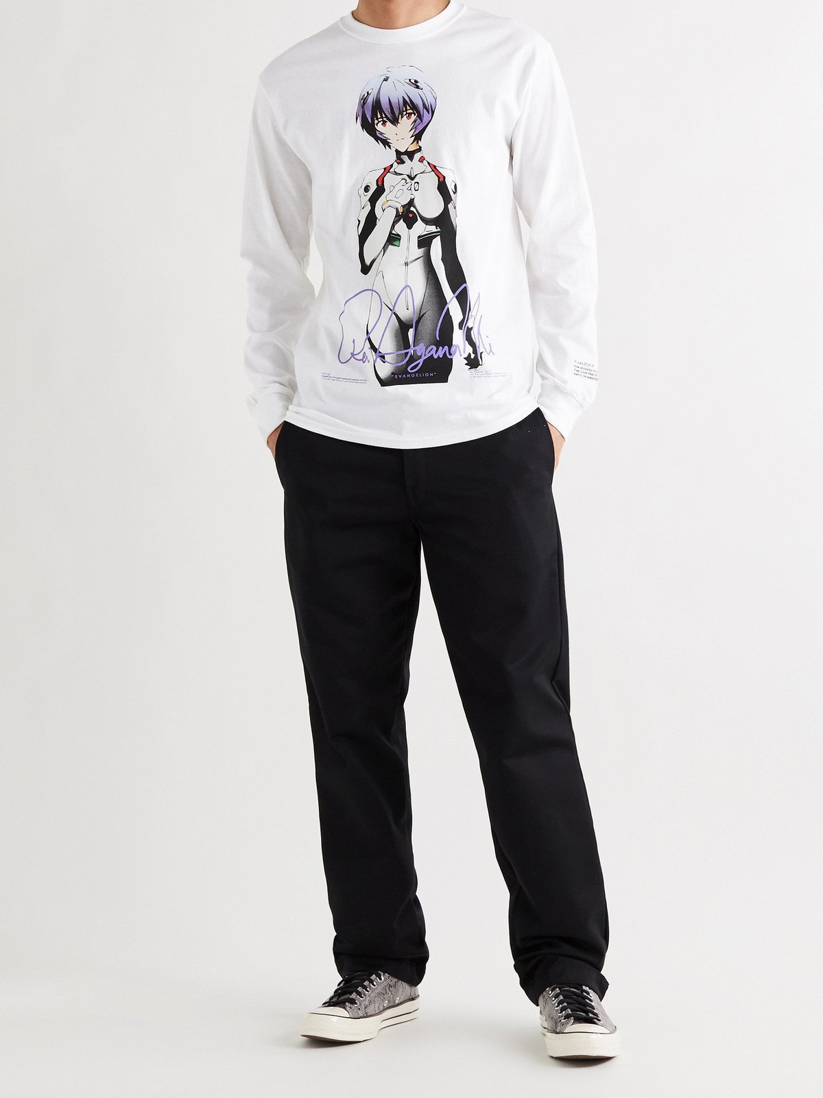 FLAGSTUFF - Evangelion Printed Cotton-Jersey T-Shirt - White Flagstuff